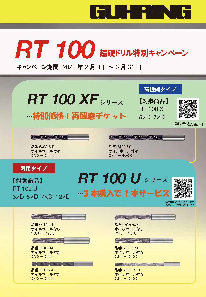 RT100 超硬ドリル特別キャンペーン【終了しました】 | グーリングジャパン株式会社